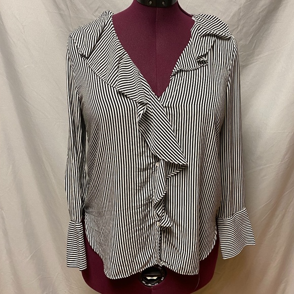 Zara | Tops | Zara Basic Button Down Ruffle Front Blouse | Poshmark